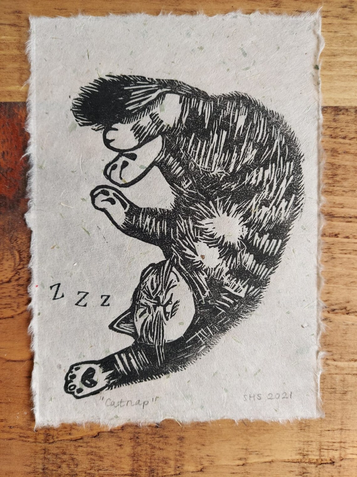 Handmade Cat Print Linocut Cat Sleepy Cat Art Lazy Cat Lino - Etsy