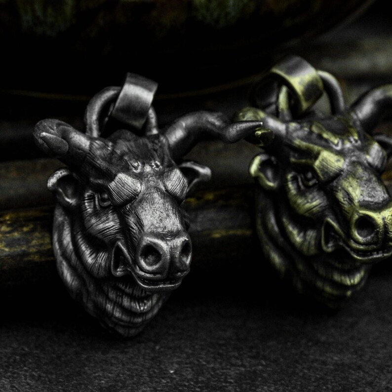 925 Sterling Silver Bull Head Pendant Necklace Silver Bull - Etsy