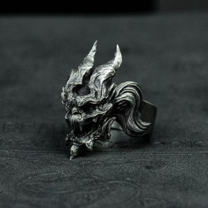 925 Sterling Silver Stone Statue Ghost Head Ring, Ghost Head Ring ...