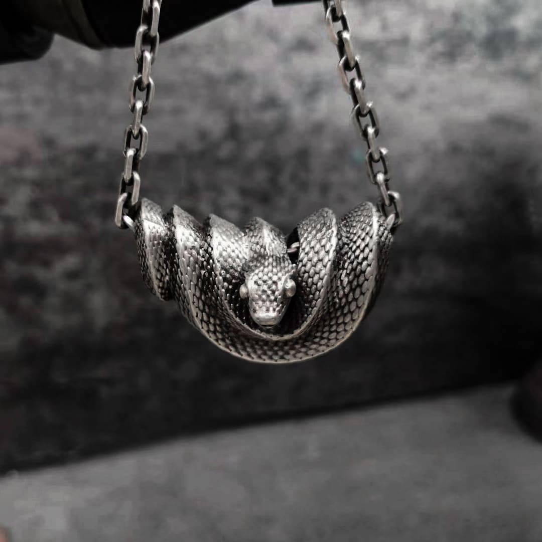 925 Sterling Silver Snake Pendant, Retro Snake Necklace, Snake Pendant ...