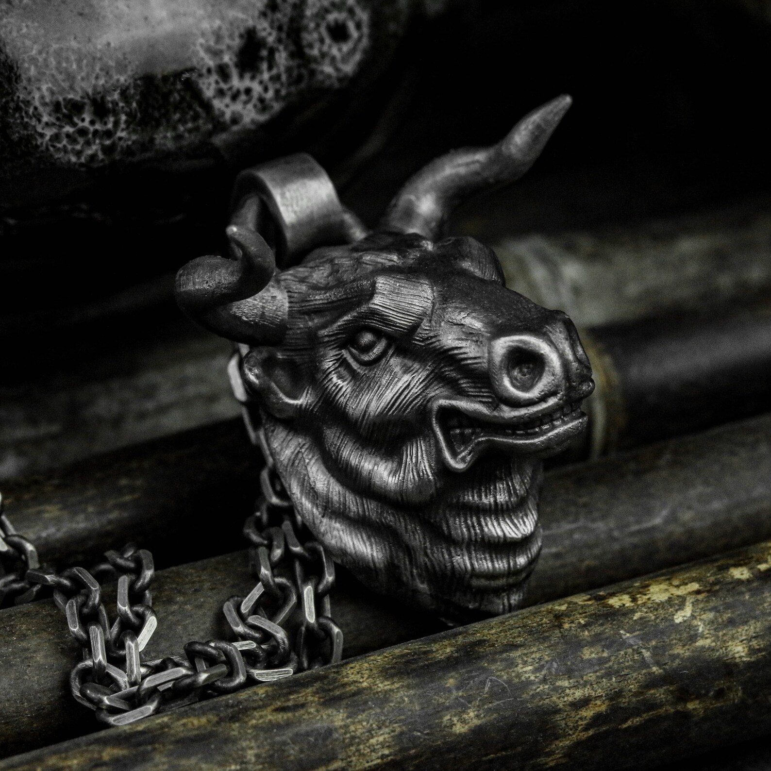 925 Sterling Silver Bull Head Pendant Necklace Silver Bull - Etsy
