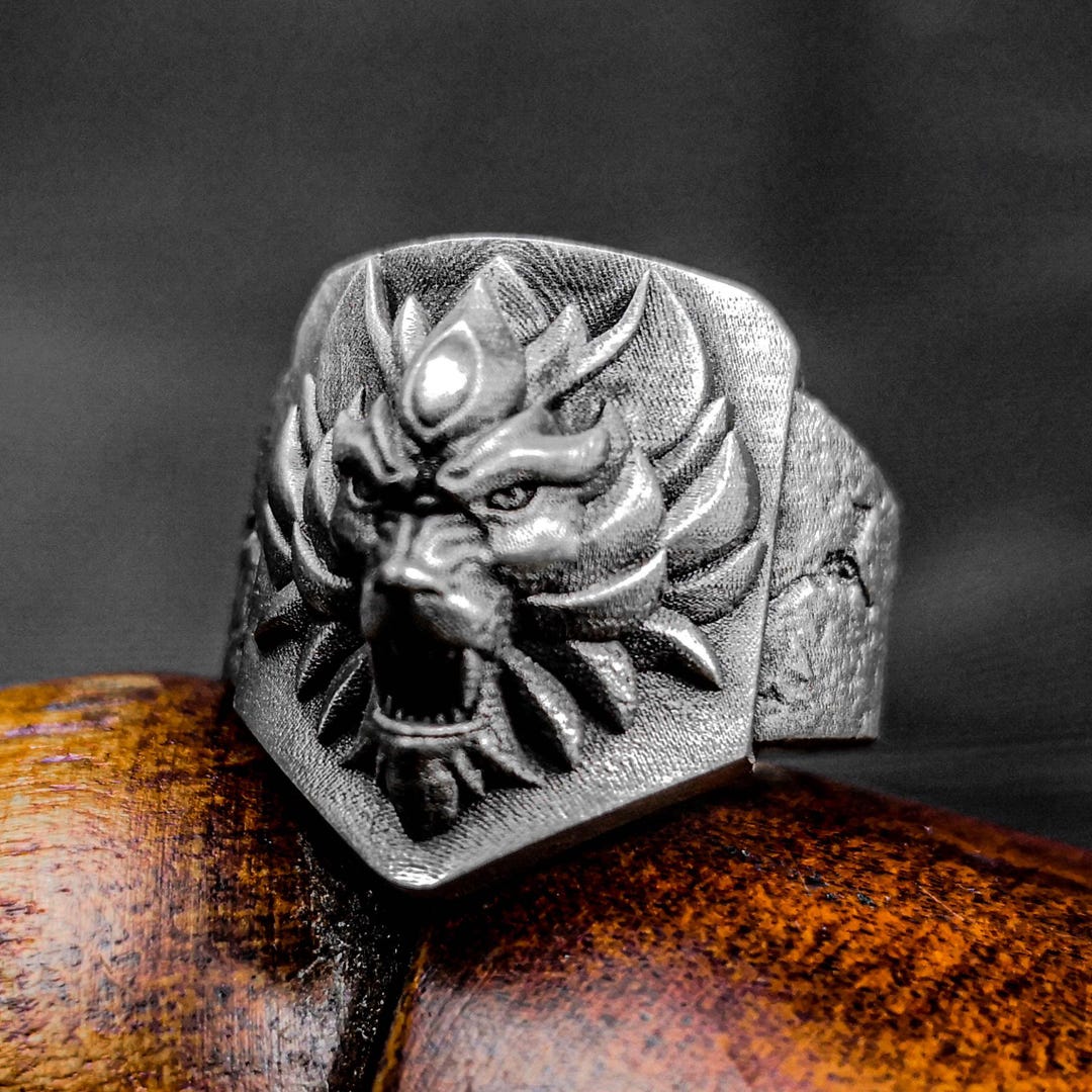 Wolf Head Men's Ring Wolf Family Ring Jewelry Hand Forged Ring ...