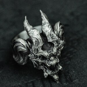 925 Sterling Silver Stone Statue Ghost Head Ring, Ghost Head Ring ...