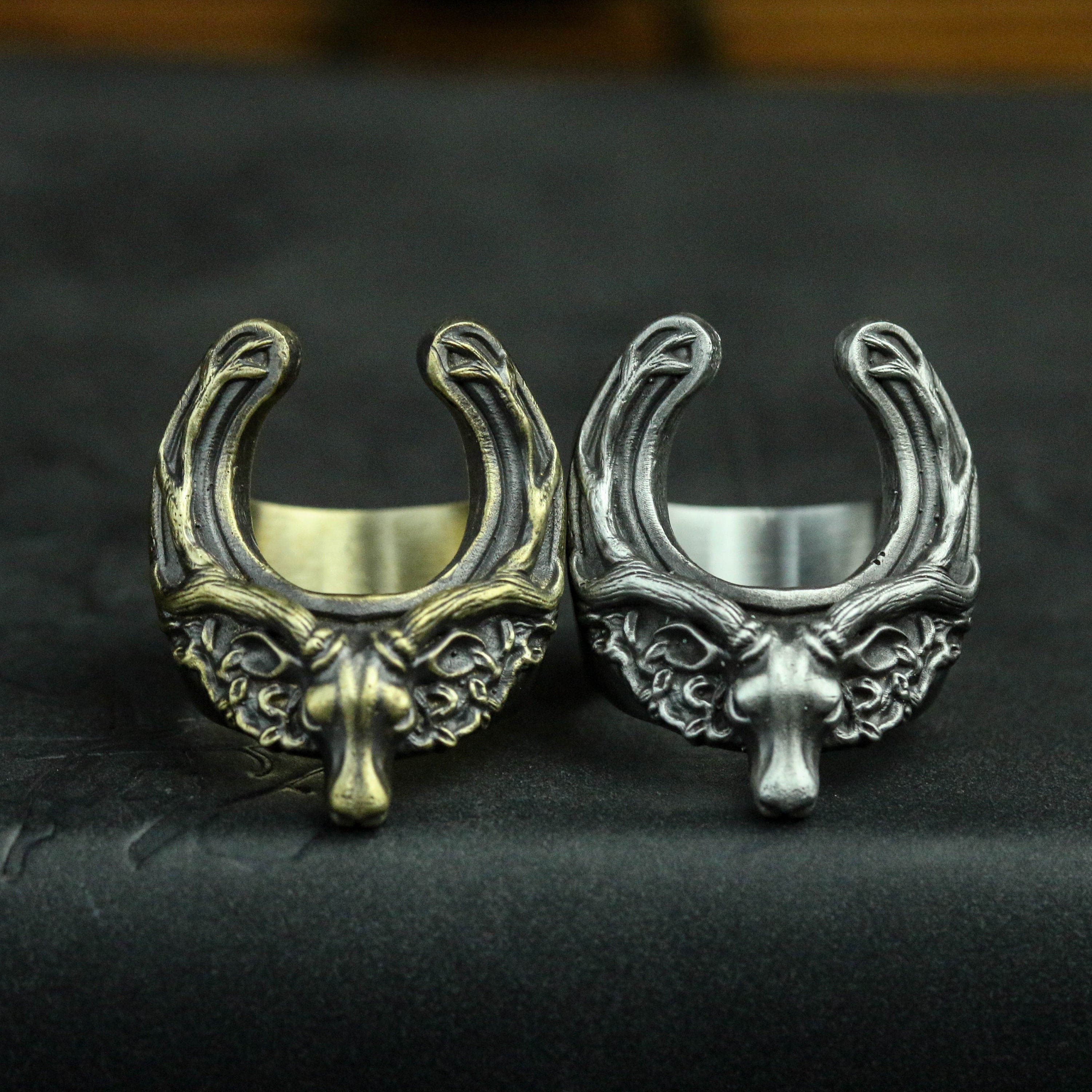 Deer Head Ring Deer Jewelry Deer Head Ring Antler | Etsy UK