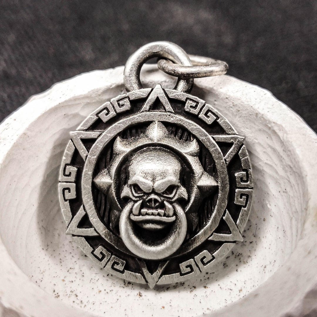 Rough Orc Amulet Pendant - 925 Sterling Silver God Card Pendant ...