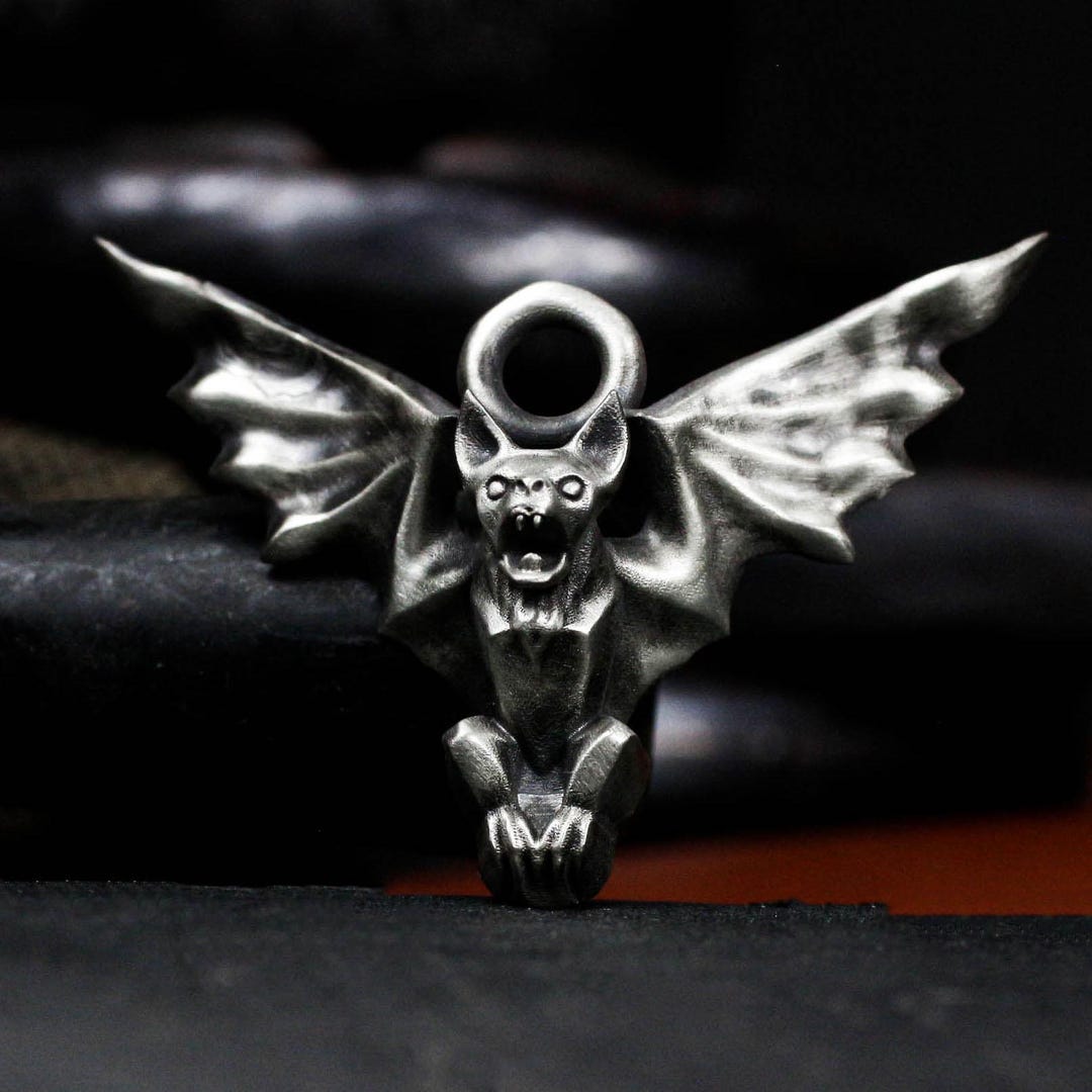Gothic Bat Pendant, Vampire Bat Necklace, Gargoyle Pendant, Men's ...