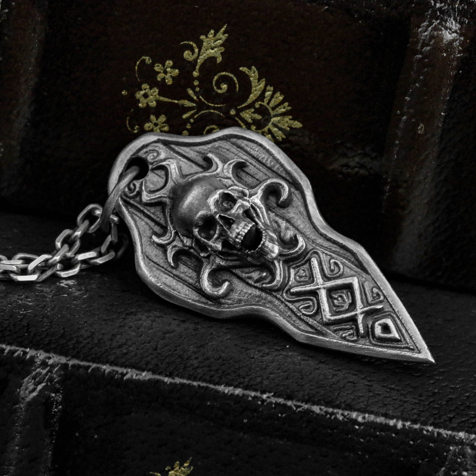 925 Sterling Silver Skull Pendant, Memento Mori Necklace, Anatomical ...