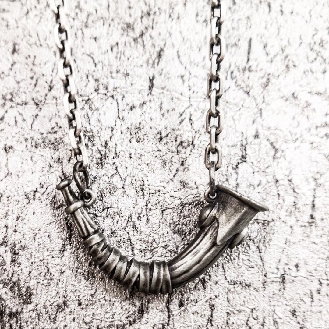 Antique Silver Viking Horn Pendant - Girls Clavicle Necklace ...