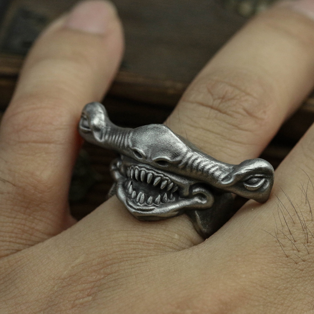 Hammerhead Shark 925 Silver Ring, Shark Ring, Animal Ring, Men's ...