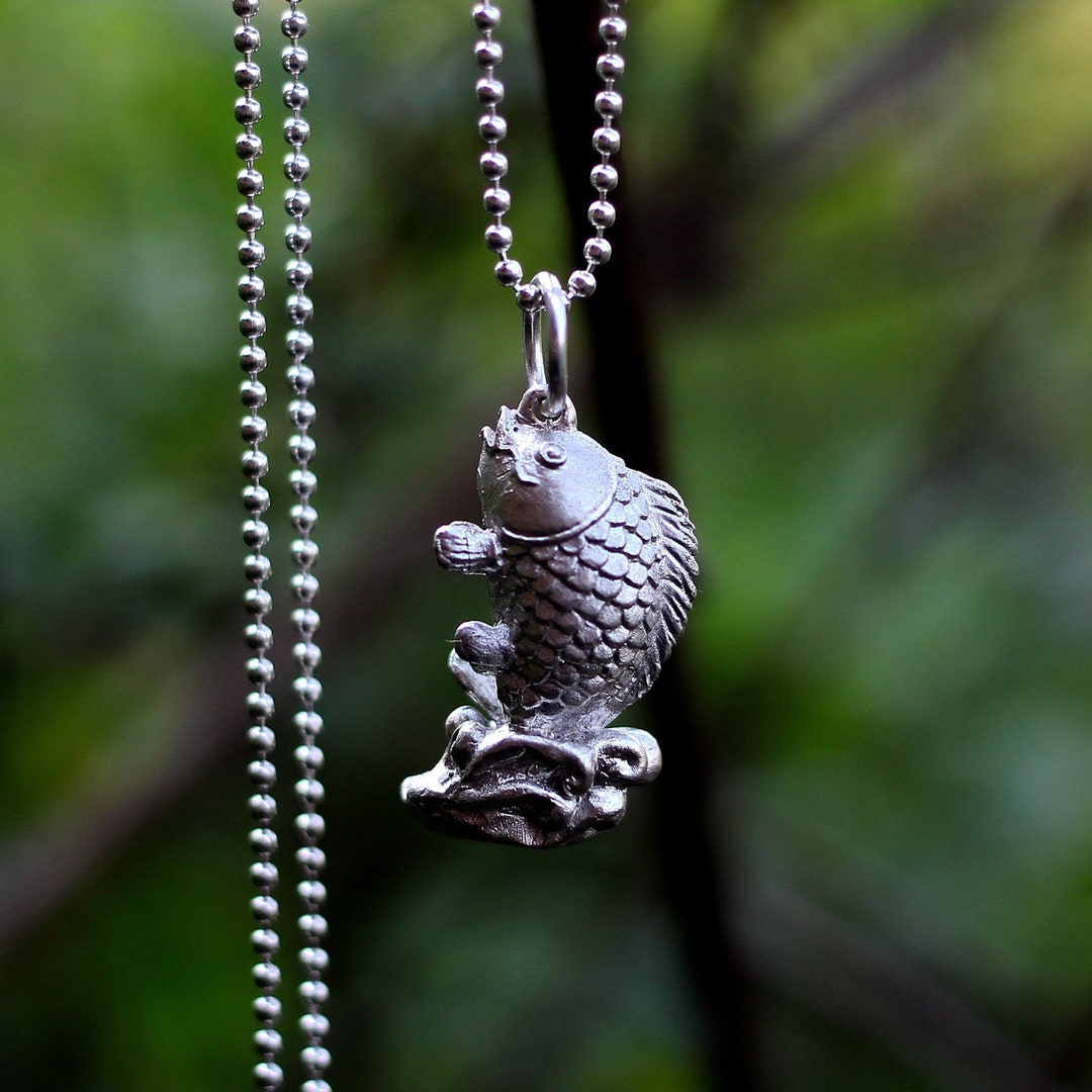 Handmade Sterling Silver Goldfish Pendant Necklace - Lucky Carp Jewelry ...