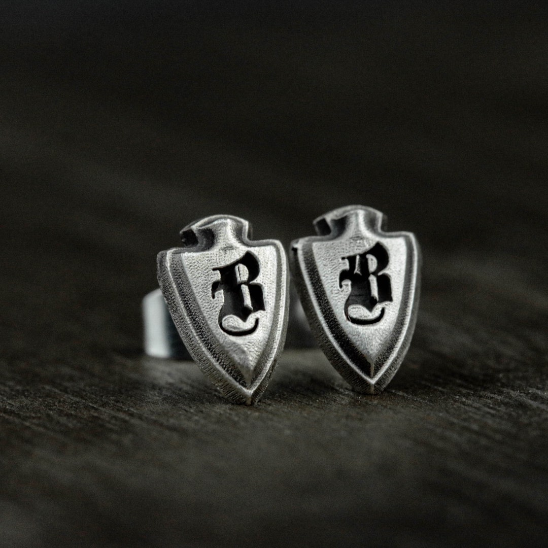 Knight Shield Earrings, Custom Letter Earrings, High-end Warrior Shield ...