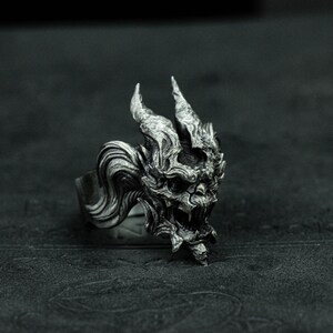925 Sterling Silver Stone Statue Ghost Head Ring, Ghost Head Ring ...