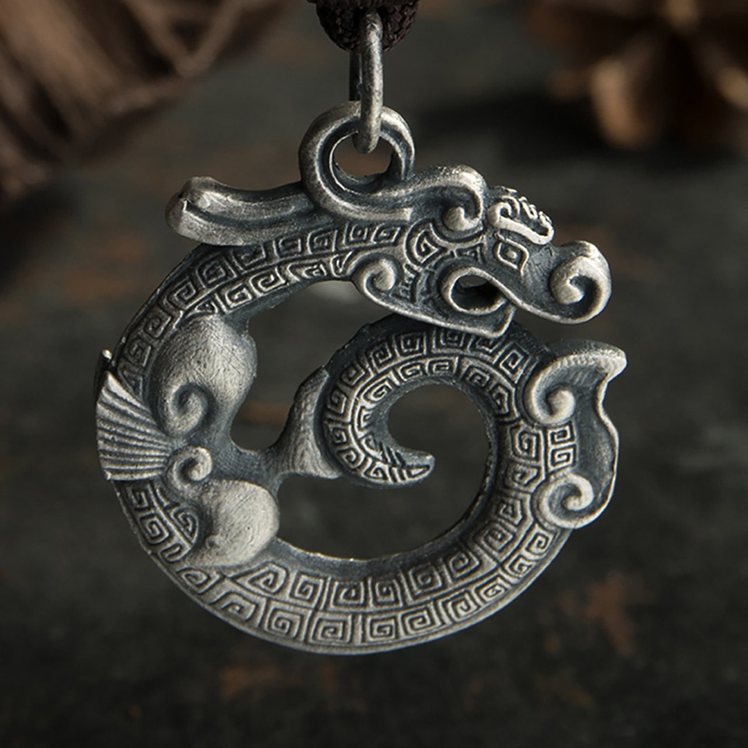 925 Sterling Silver Dragon Pendant, Ethnic Silver Jewelry, Dragon ...