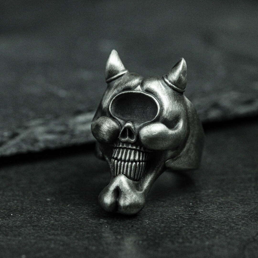 925 Sterling Silver Smiling Devil Ring, Devil Silver Ring, Sinister ...