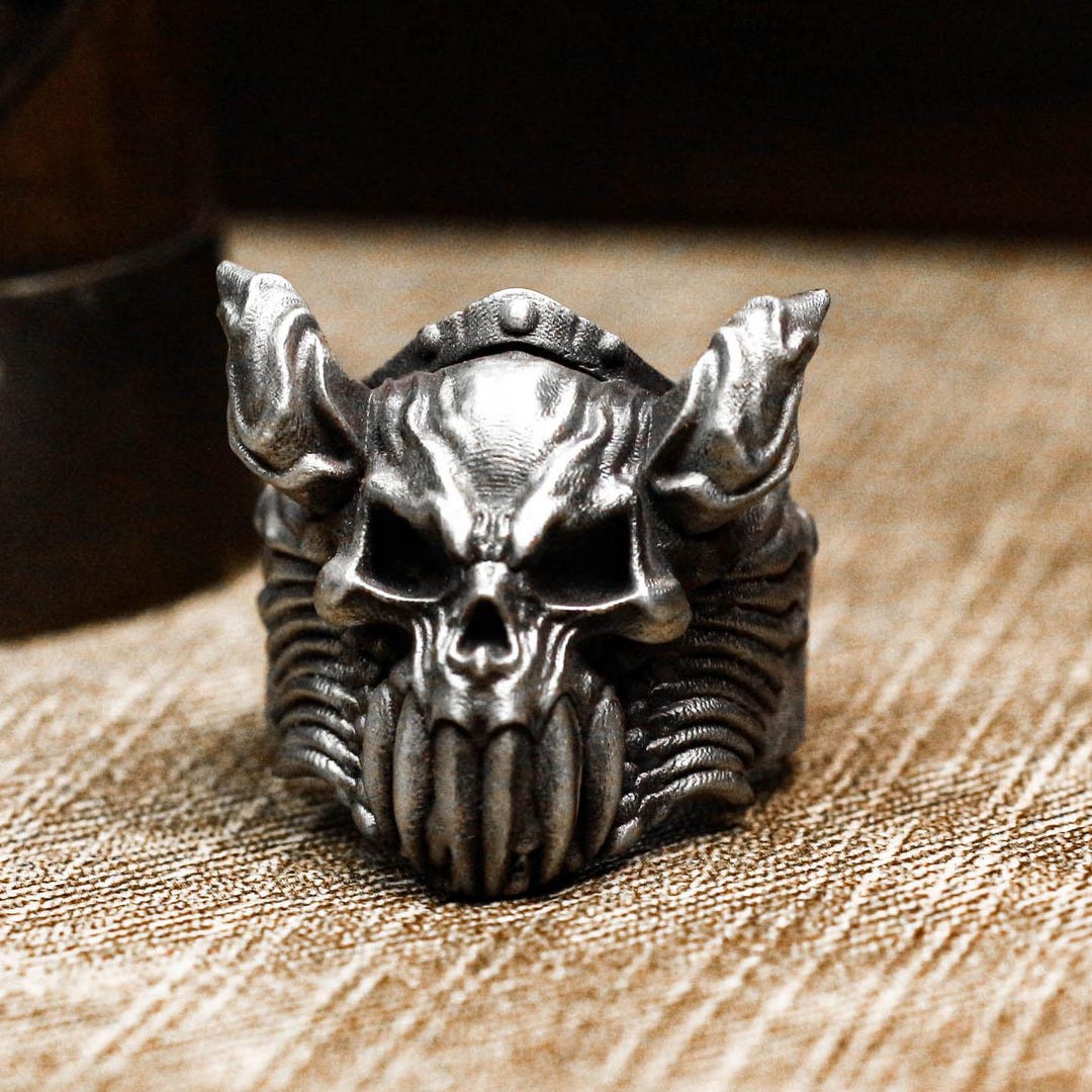 Devil Sterling Silver Ring, Unique Gothic Ring, Demon Amulet, Rare ...