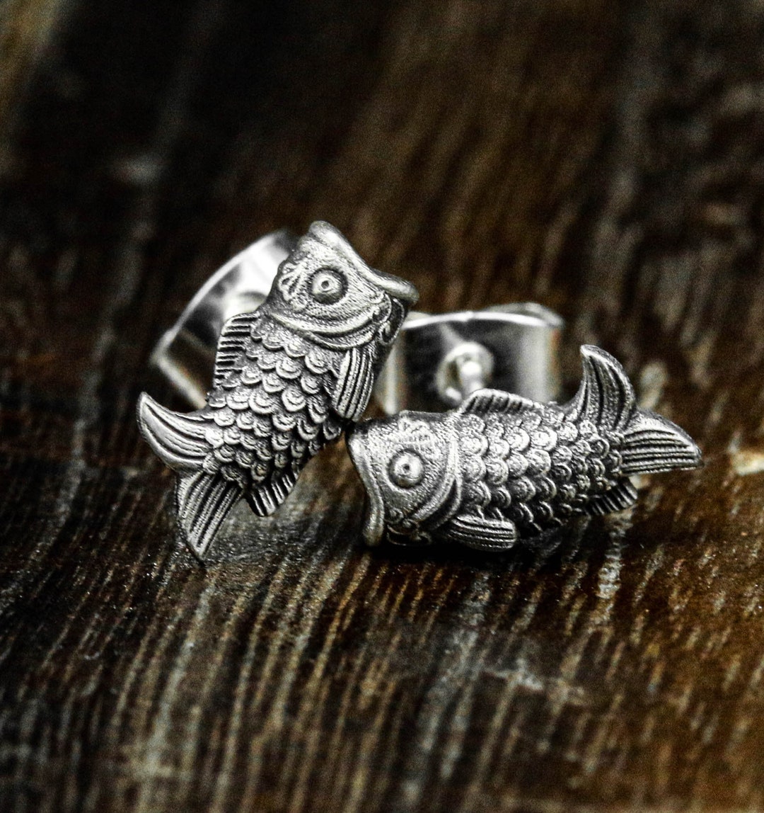 Carp Earrings-lucky Earrings-carp Jewelry-sterling Silver Koi Fish ...