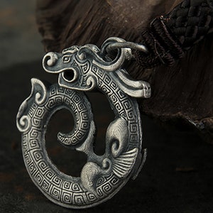 925 Sterling Silver Dragon Pendant, Ethnic Silver Jewelry, Dragon ...