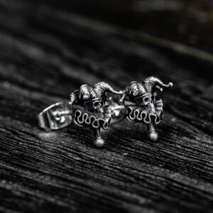 Clown Skull Studs Retro, Silver Clown Studs, Horror Earrings, Creepy ...