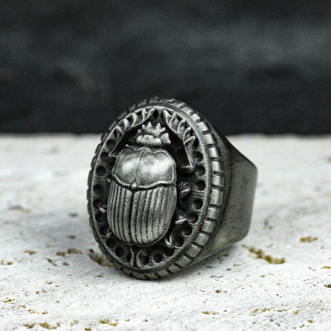 925 Sterling Silver Scarab Totem Ring, Scarab Silver Jewelry, Beetle ...