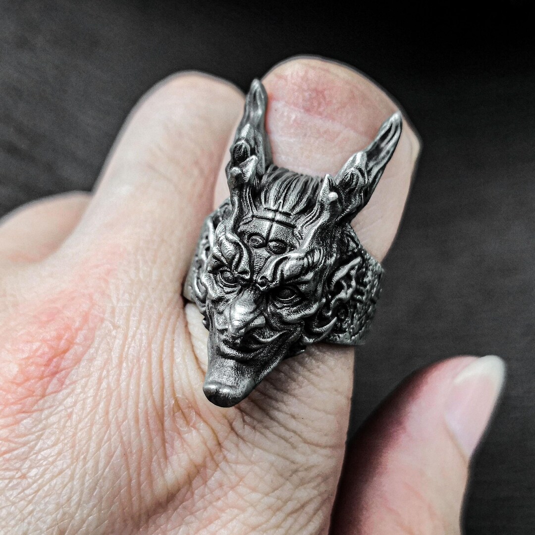 Rebirth From the Ashes, Silver Ring of the God of Hell, Satan Ring With ...