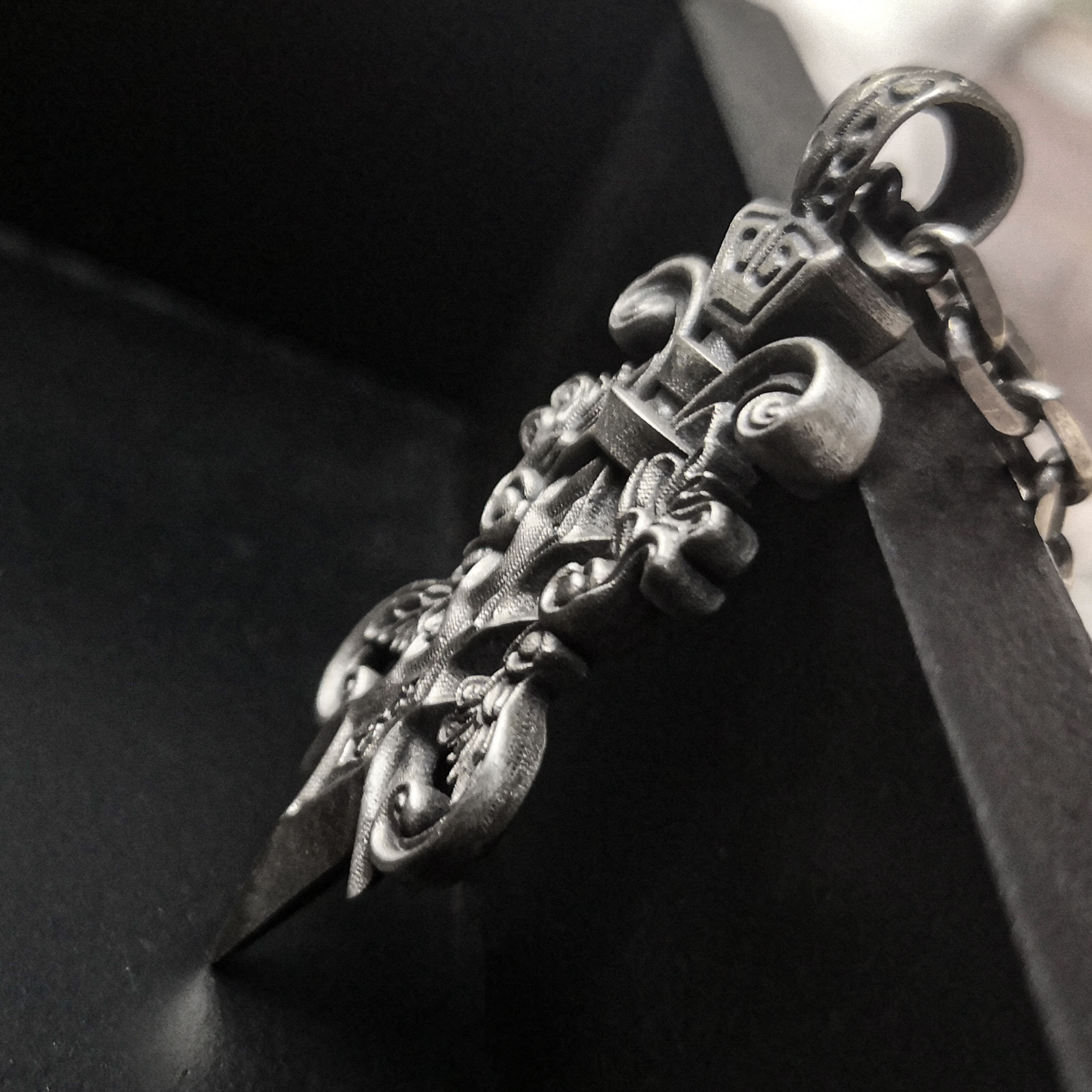Baroque Halberd Pendant: Gothic Floral Silver Necklace - Etsy