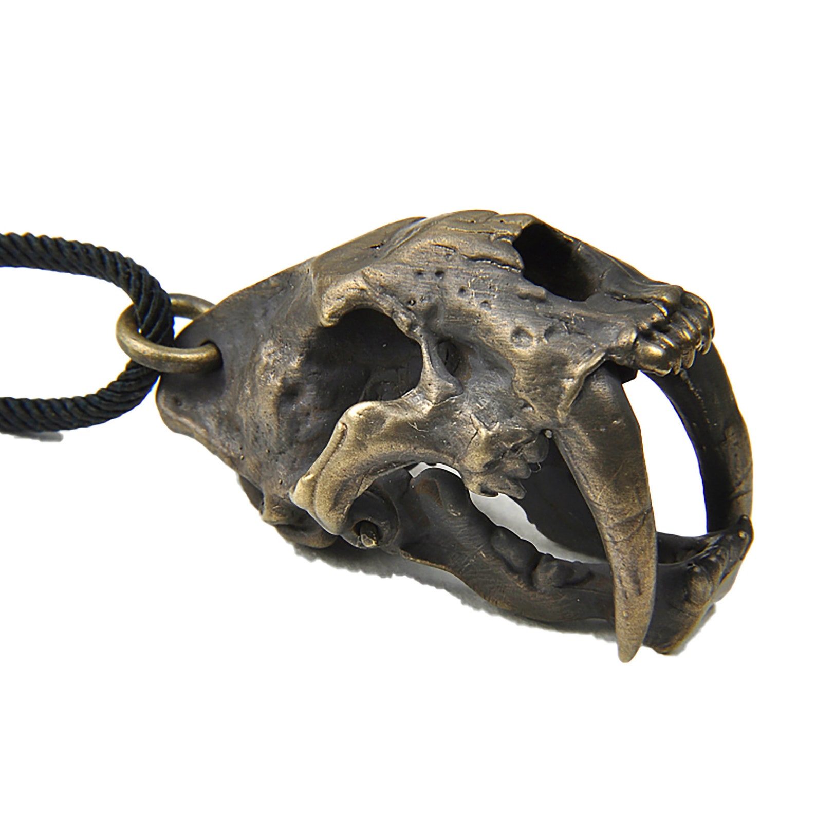 925 Sterling Silver Sabre Tooth Tiger Skull Solid Brass Tiger | Etsy