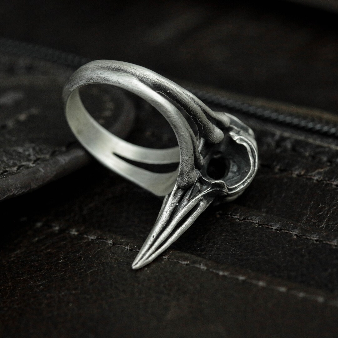Celtic Raven Ring, Sacred Bird, Raven, Skeleton Bird Skull Ring, Indian ...