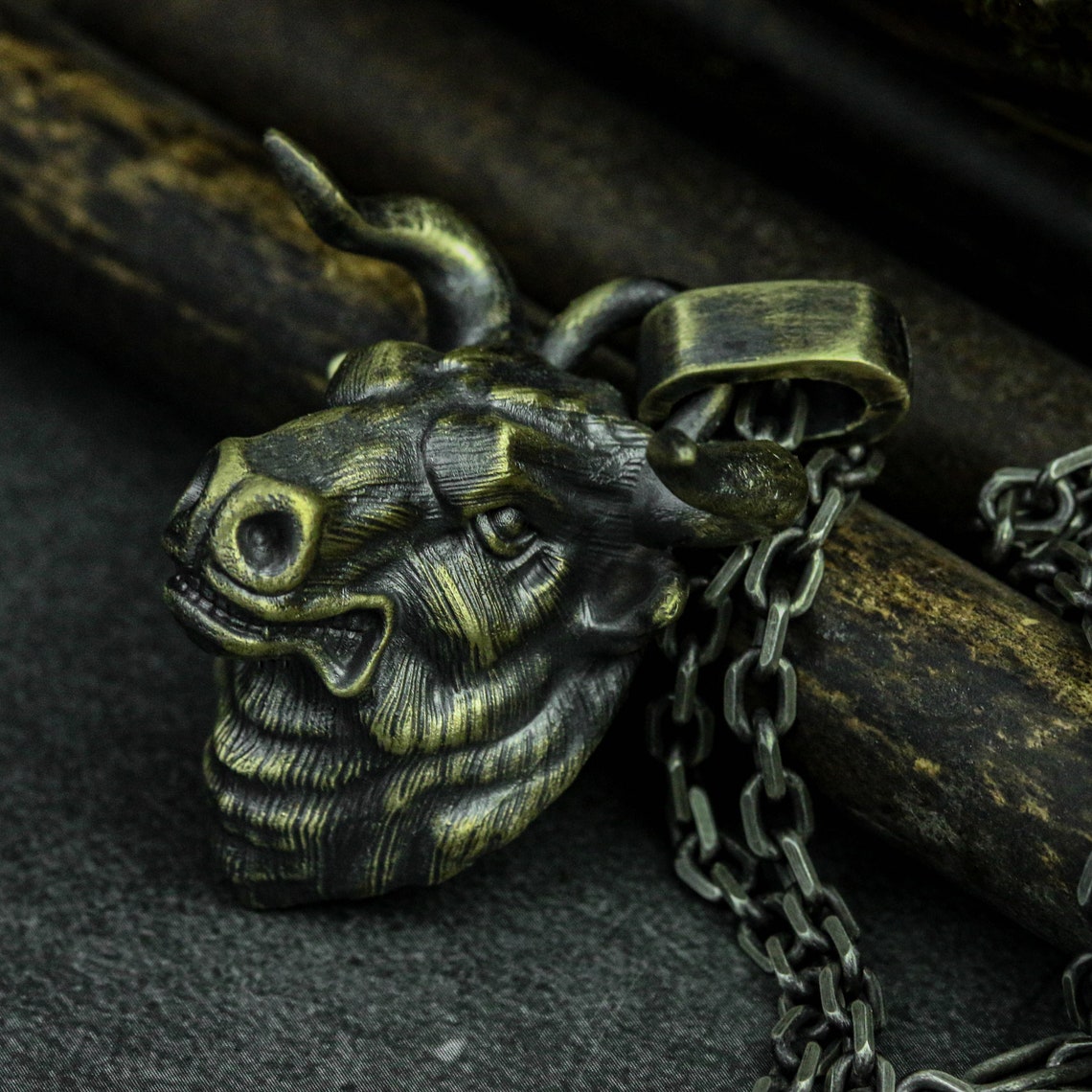 925 Sterling Silver Bull Head Pendant Necklace Silver Bull - Etsy