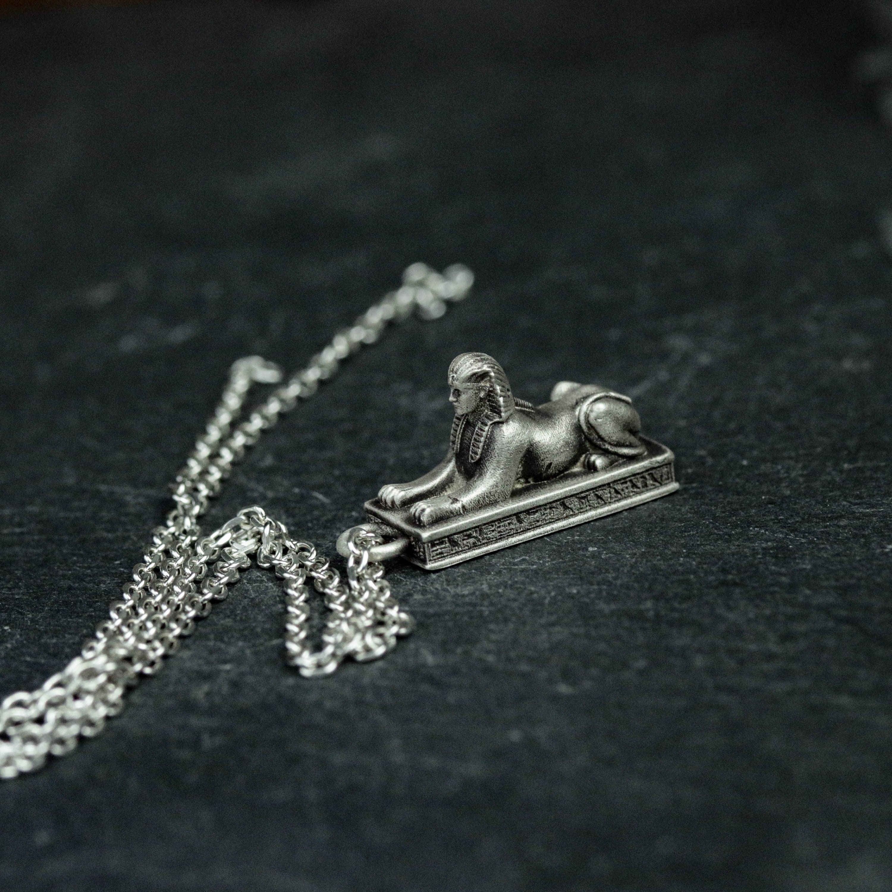 925 Silver Ancient Egyptian Sphinx Pendant Necklace - Hand Engraved - Etsy