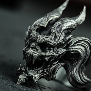 925 Sterling Silver Stone Statue Ghost Head Ring, Ghost Head Ring ...