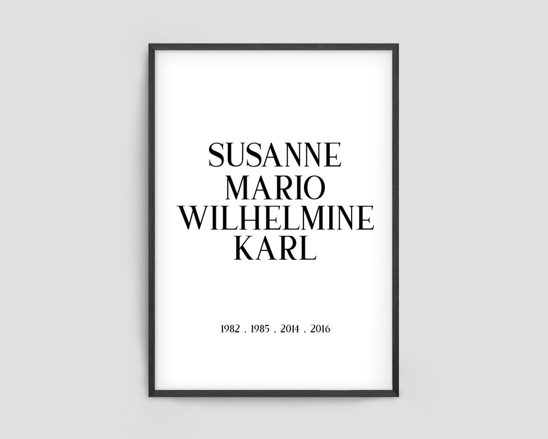 Personalized Family Poster Names Dates of Birth Posters - Etsy