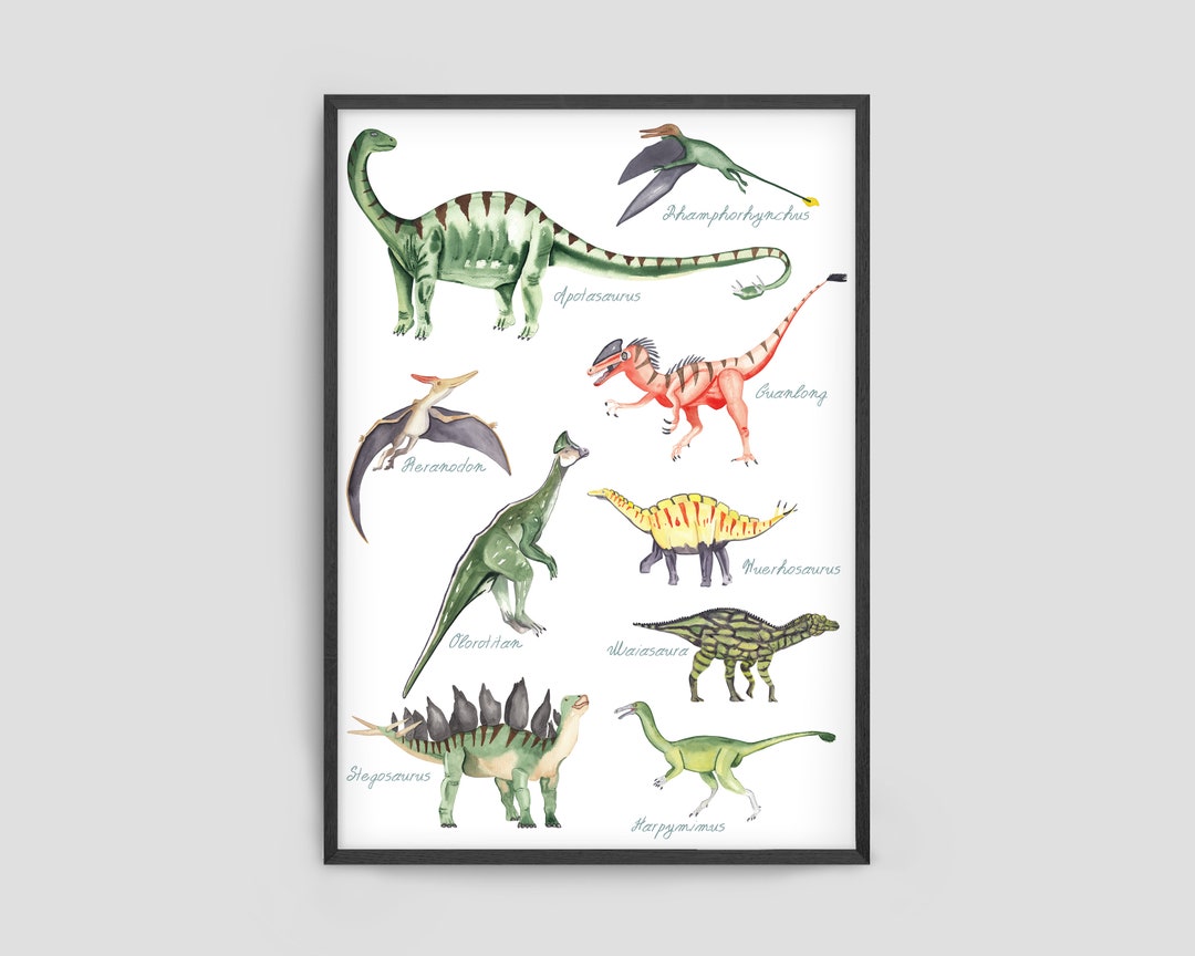Personalized Name Poster Nursery Dinosaurs Dinosaurs Birth Poster Dates ...