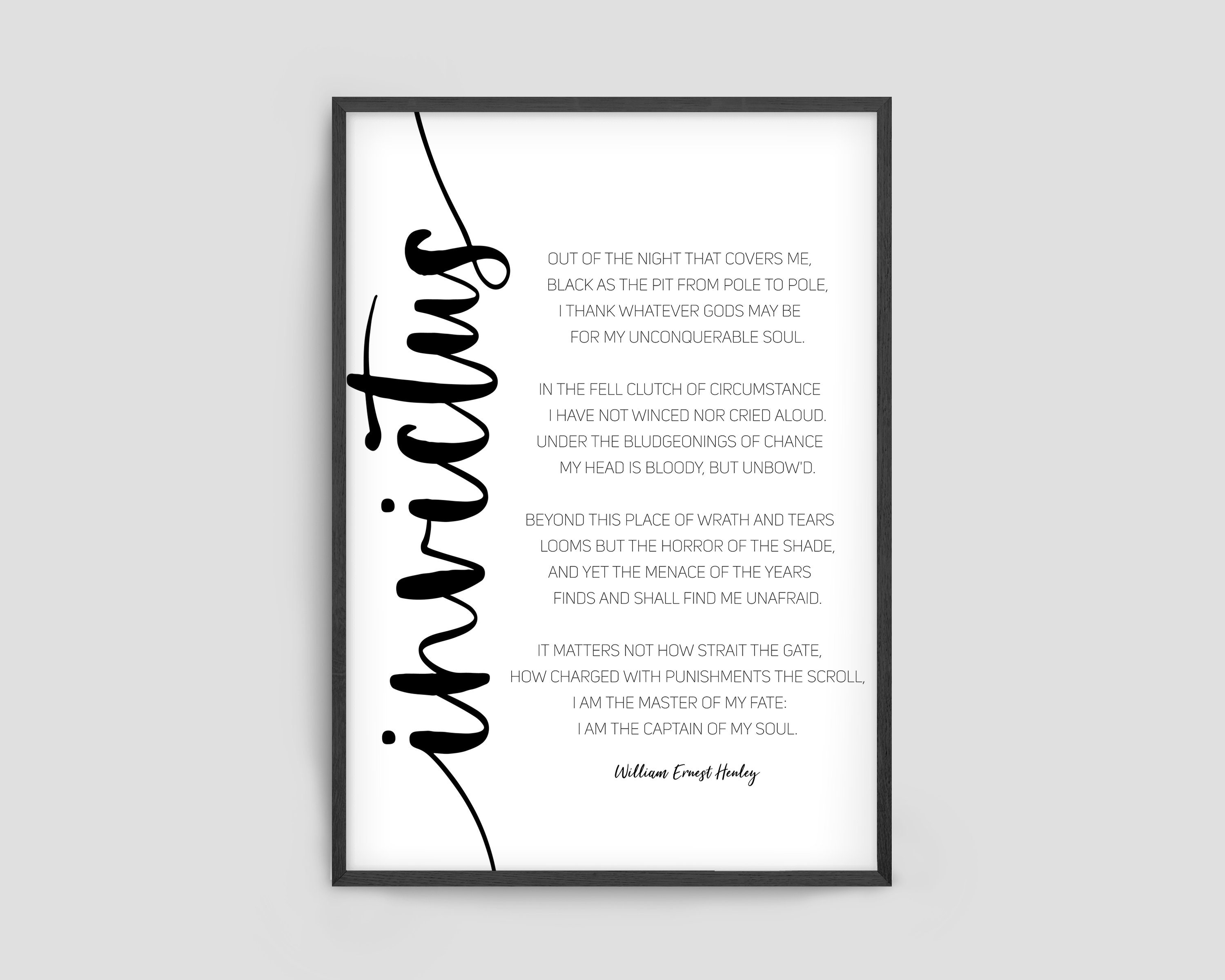 Invictus poème de William Ernest Henley affiche impression - Etsy France