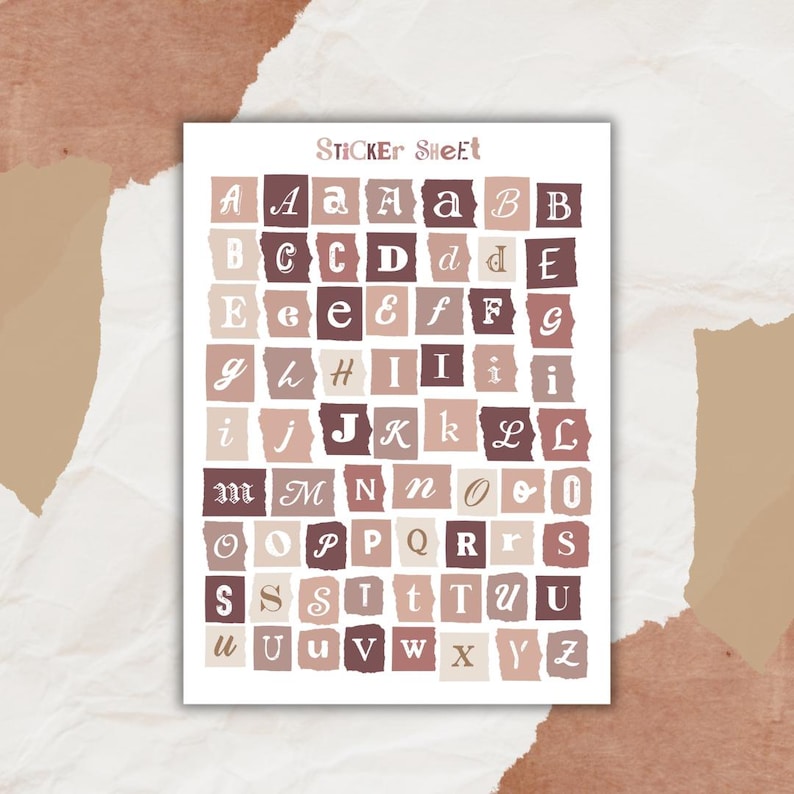 Colorful Torn Paper Alphabet Sticker Sheet, Junk Journal Sticker ...