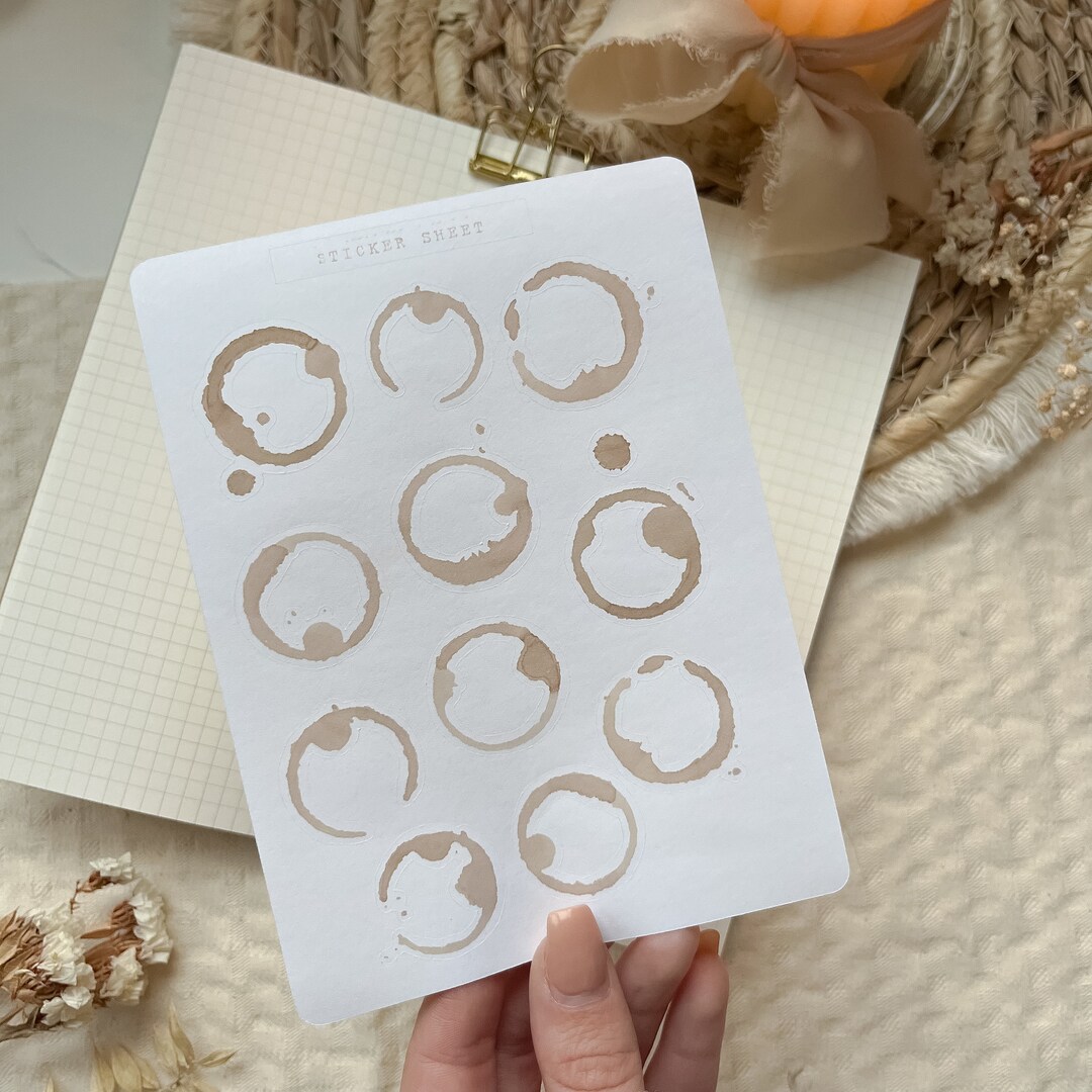 Coffee Stain Sticker Sheet, Planner Stickers, Minimalist Sticker Sheet ...