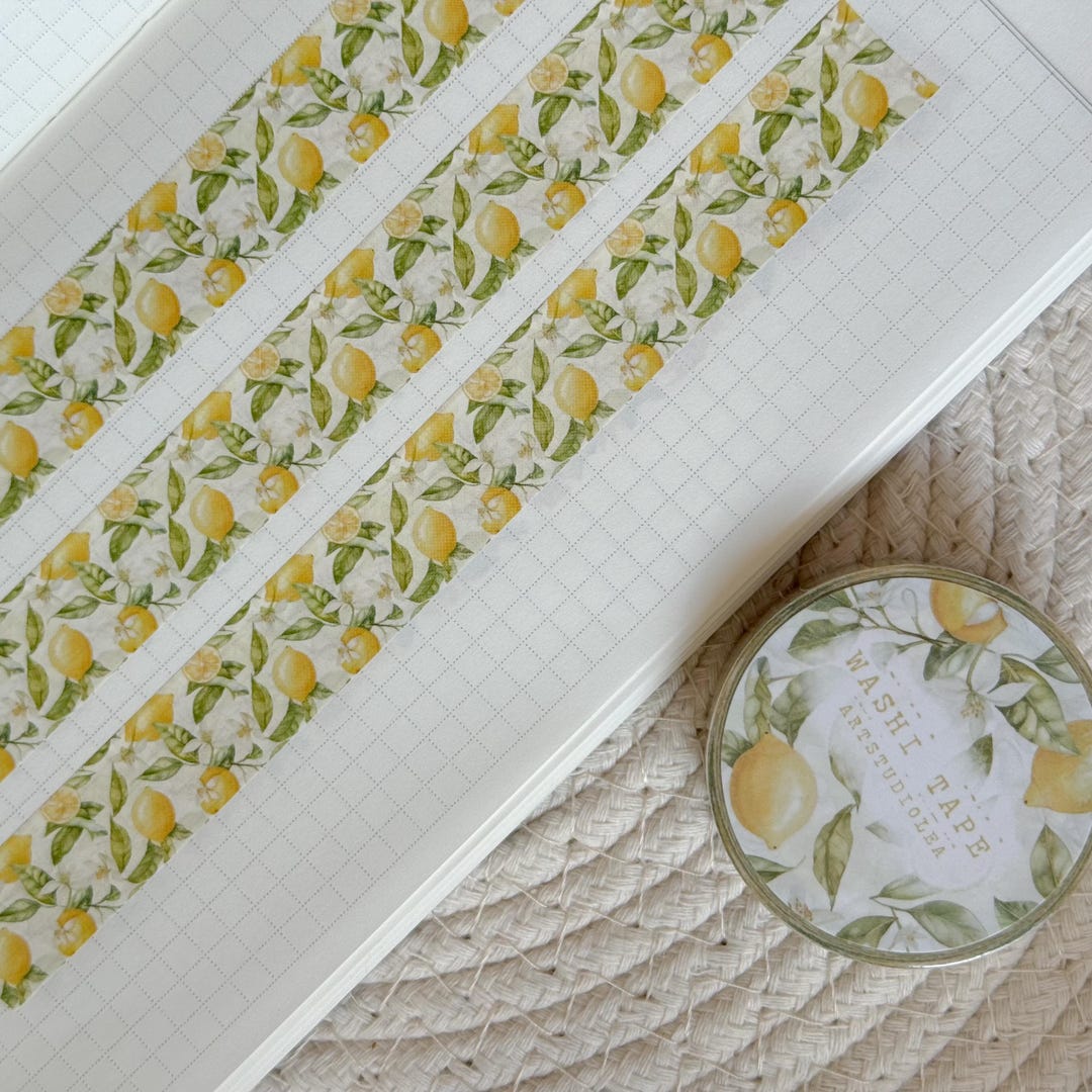 Lemon Patterned Washi Tape, Masking Tape, Journaling Stationery Washi ...