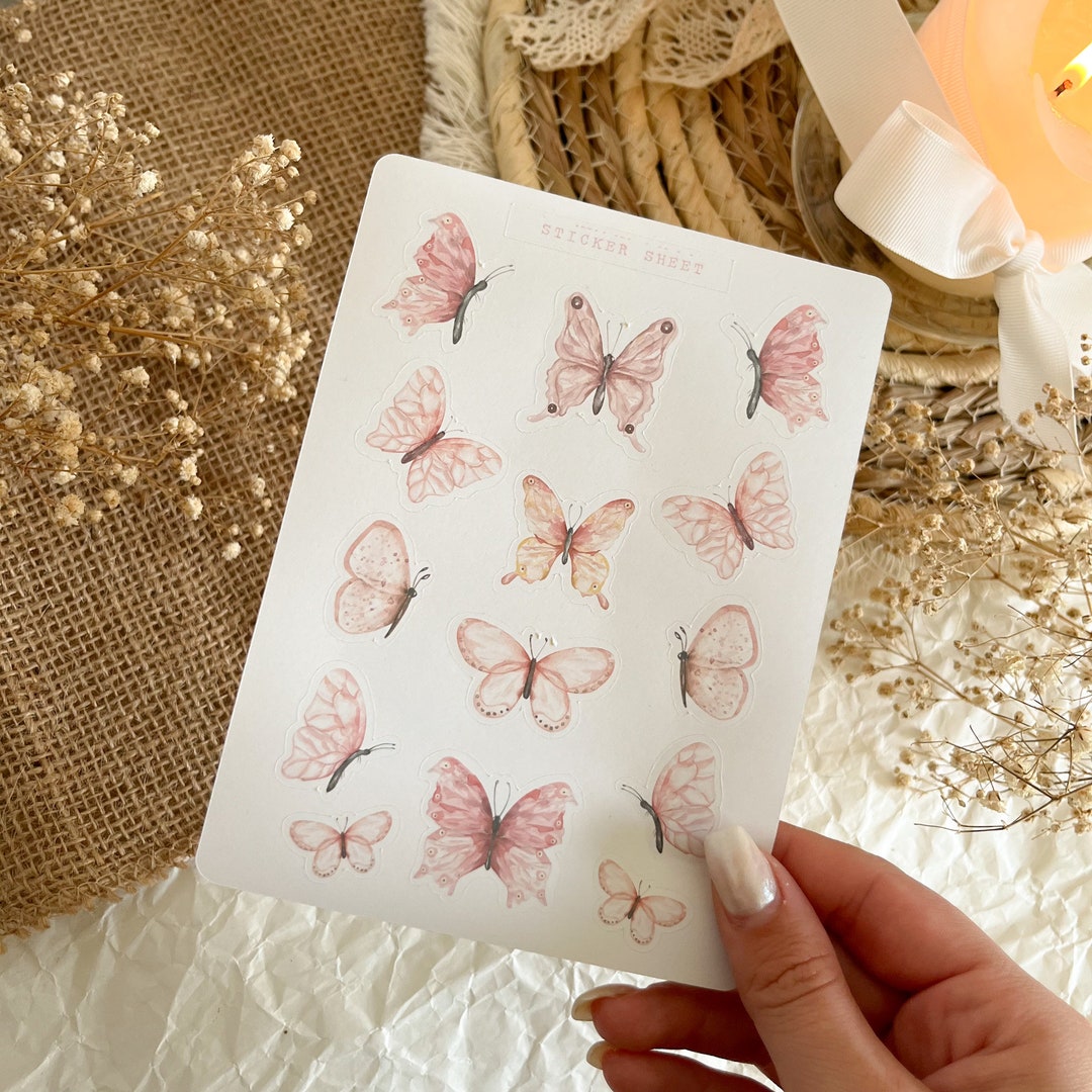 Soft Pink Butterfly Sticker Sheet for Journaling, Planner - Etsy