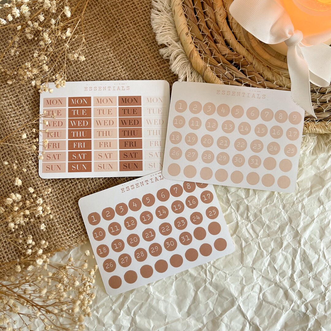 Autumn Red Days of the Week and Dated Dot Sticker Sheet - Etsy