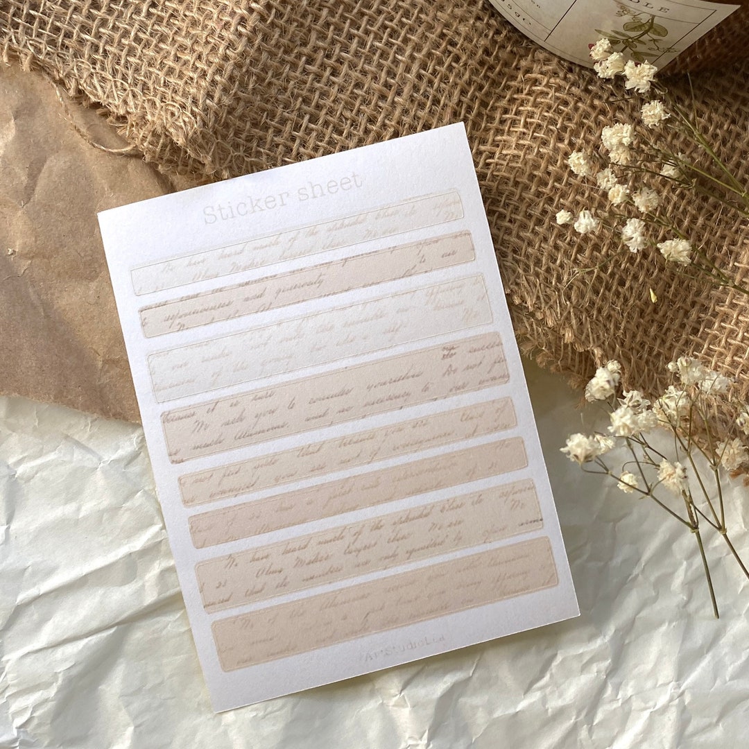 Beige Vintage Handwriting Washi Tape Sticker Sheet - Etsy UK