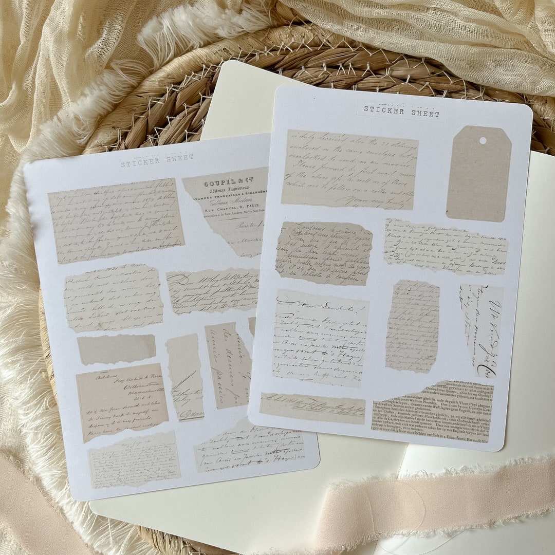 Vintage Paper Scraps Sticker Sheet, Journaling Sticker, Bullet Journal ...