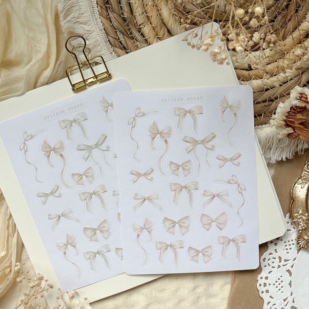 Soft Ribbon Bows Sticker Sheet for Journaling, Sticker Sheet, Planner ...