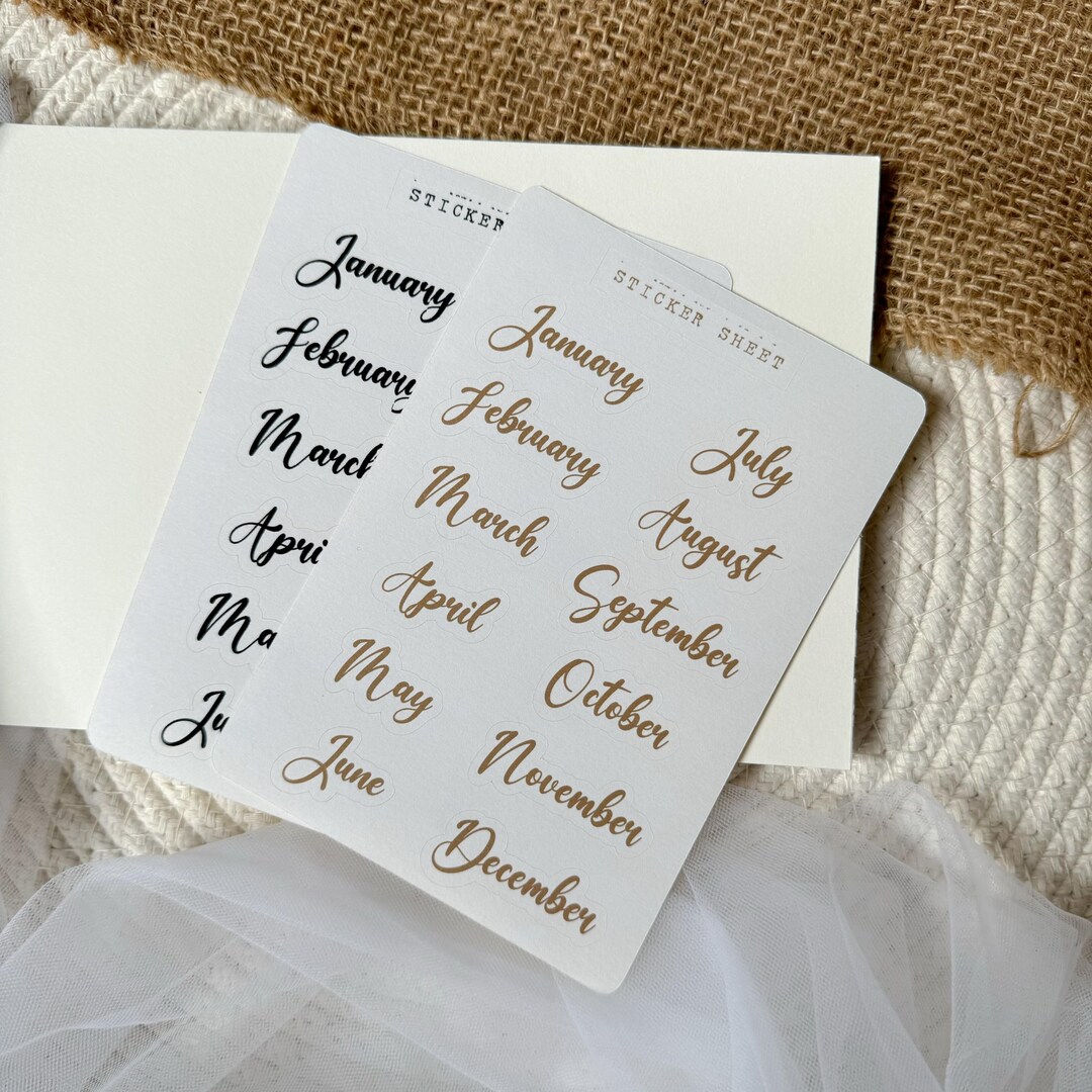 Lettered Monthly Headers Sticker Sheet, Functional Planner Sticker ...