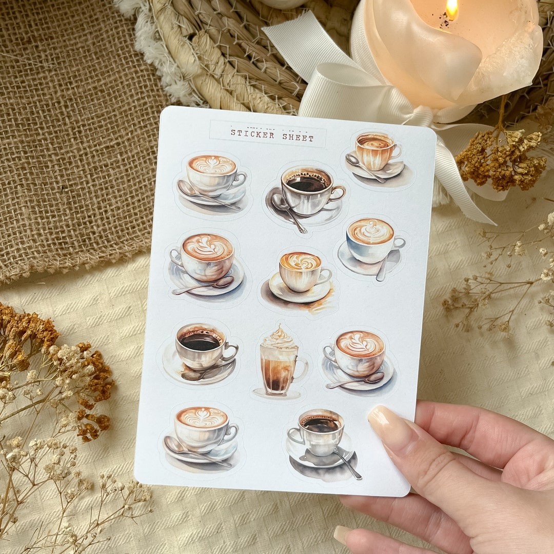 Coffee Lover Sticker Sheet, Cappuccino Stickers, Journaling Stickers - Etsy