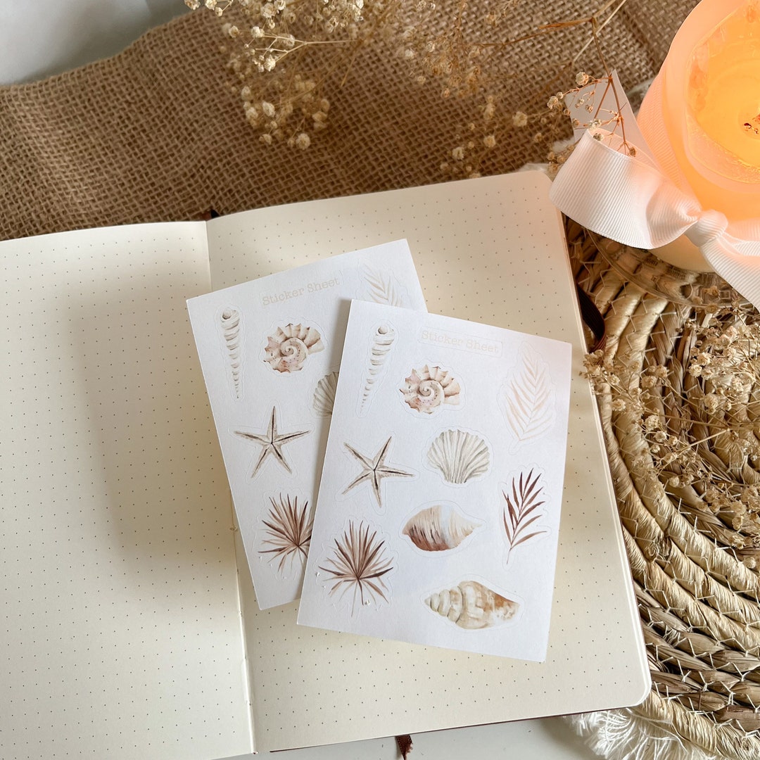 Seashells on the Beach Sticker Sheet | Planner Sticker Sheet, Seashells ...