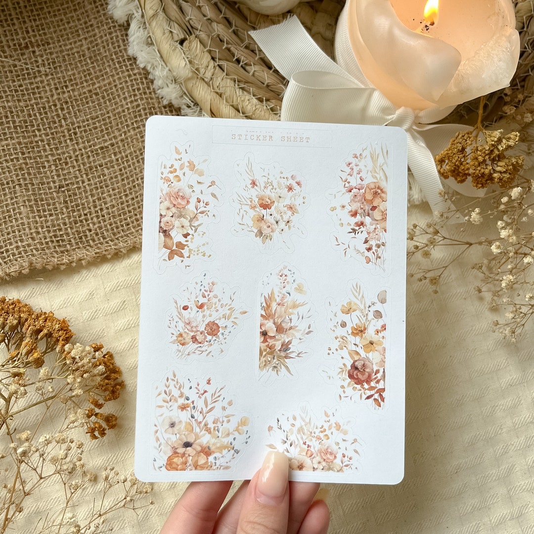 Autumn Wildflower Corner and Bouquets Sticker Sheet for Journaling - Etsy