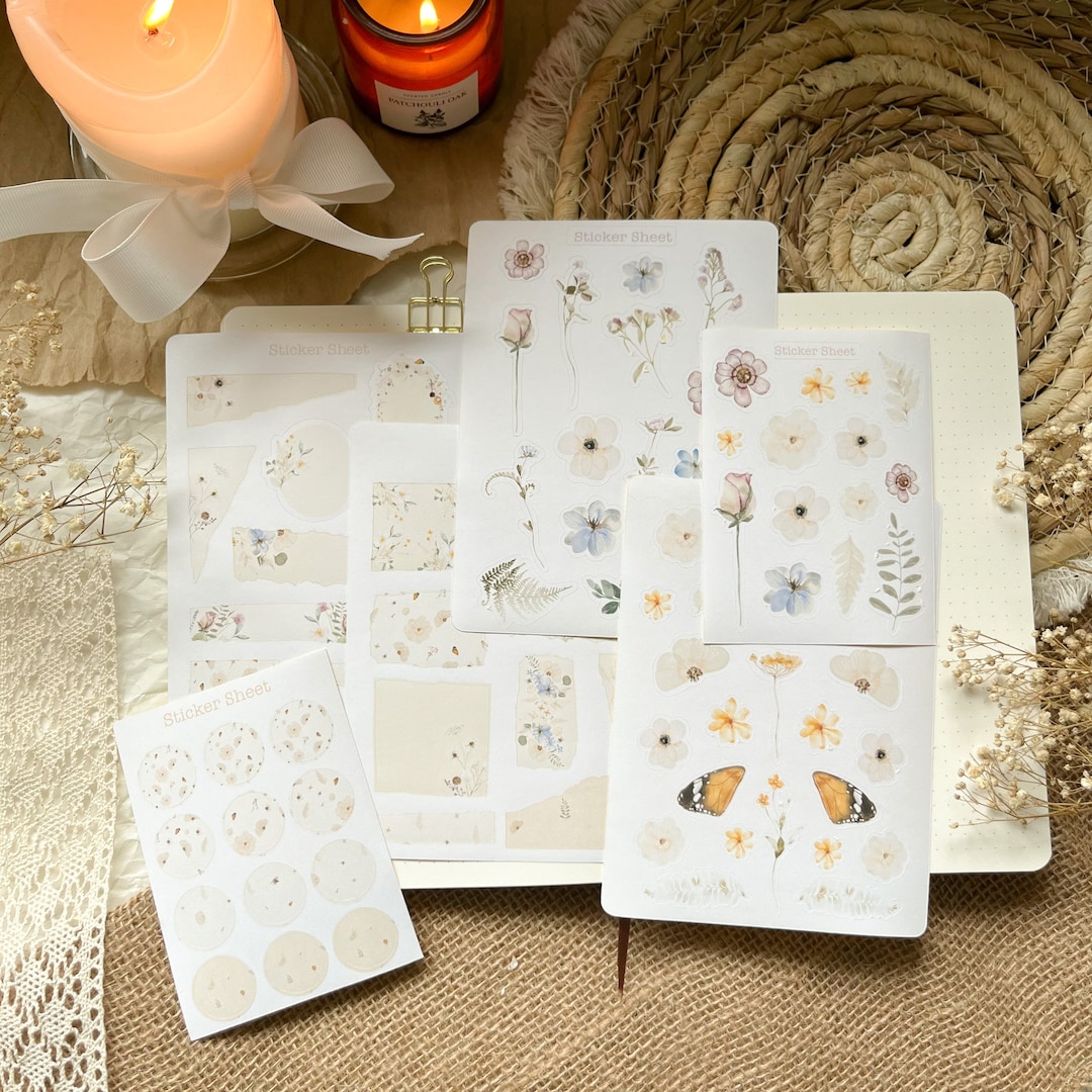 Pressed Flower Sticker Sheets Collection | 6 Sticker Sheets Collection ...