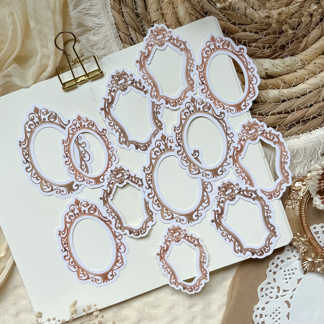 Vintage Frame Sticker Pocket, Vintage Stickers, Planner Stickers, 12 ...