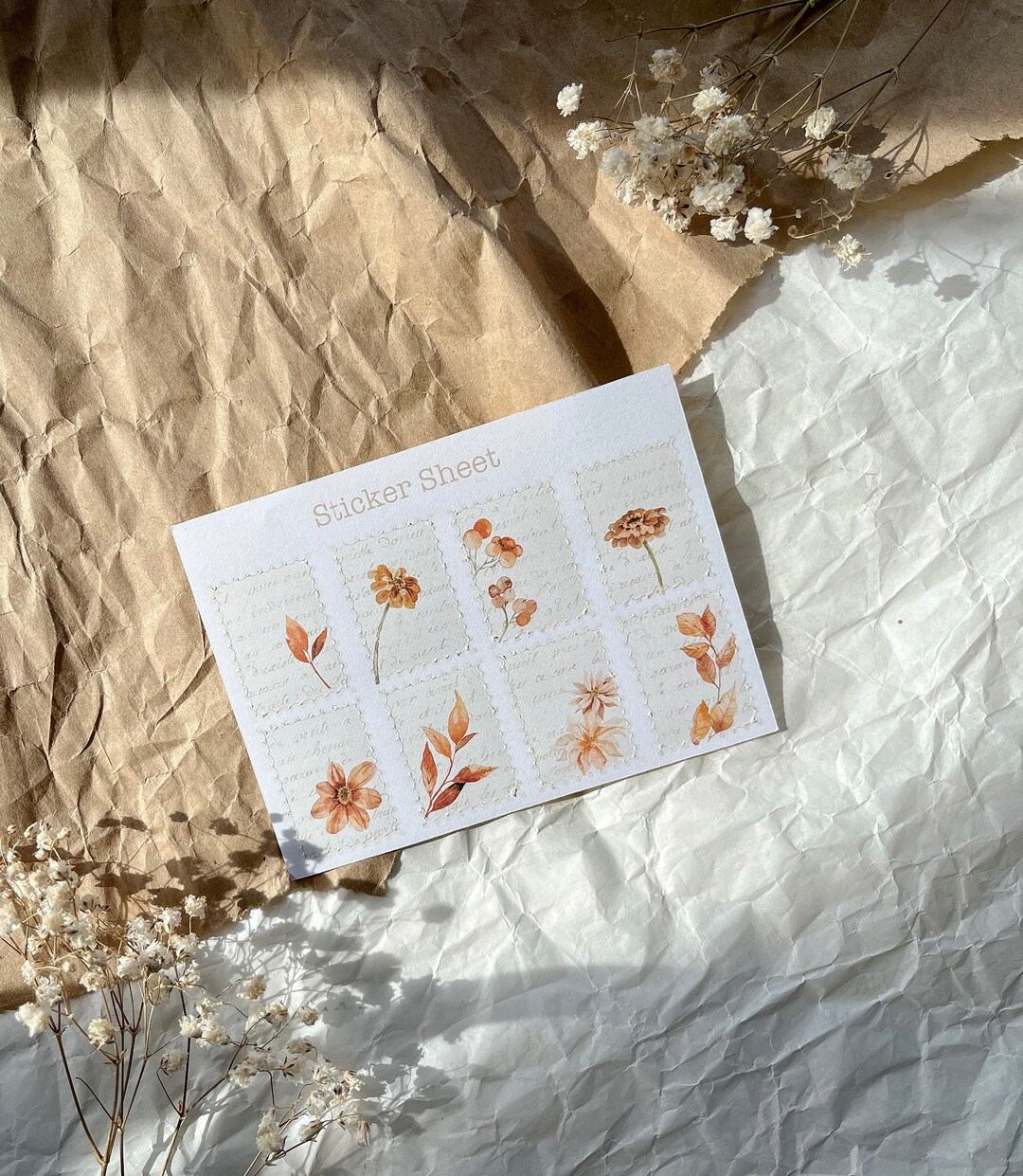 Autumn Flowers Post Stamp Stickers - Etsy