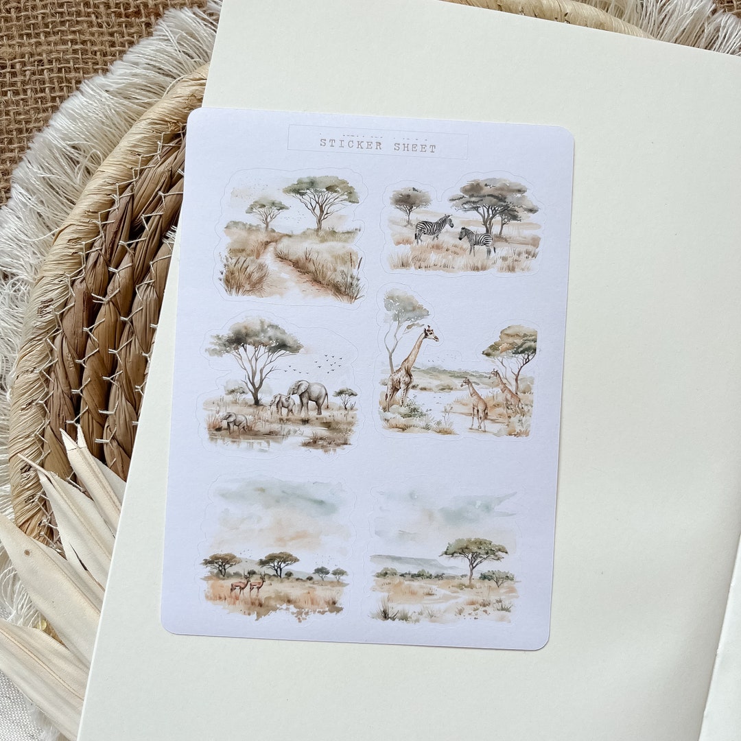 African Safari Sticker Sheet, Journaling Sticker, Savannah Sticker ...