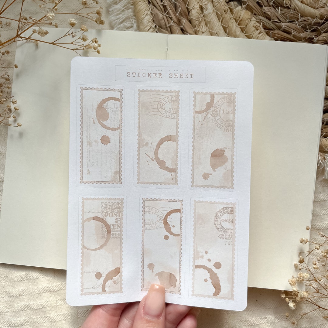 Coffee Stains Post Stamp Sticker Sheet Post Stamp Stickers, Planner ...